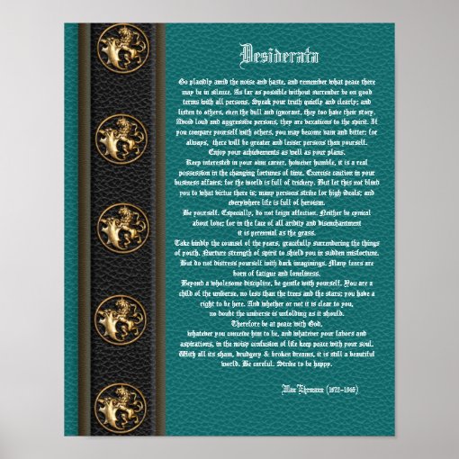 Desiderata "desired things", prose masculine backg poster | Zazzle