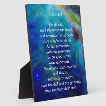 Desiderata Go Placidly Plaque | Zazzle
