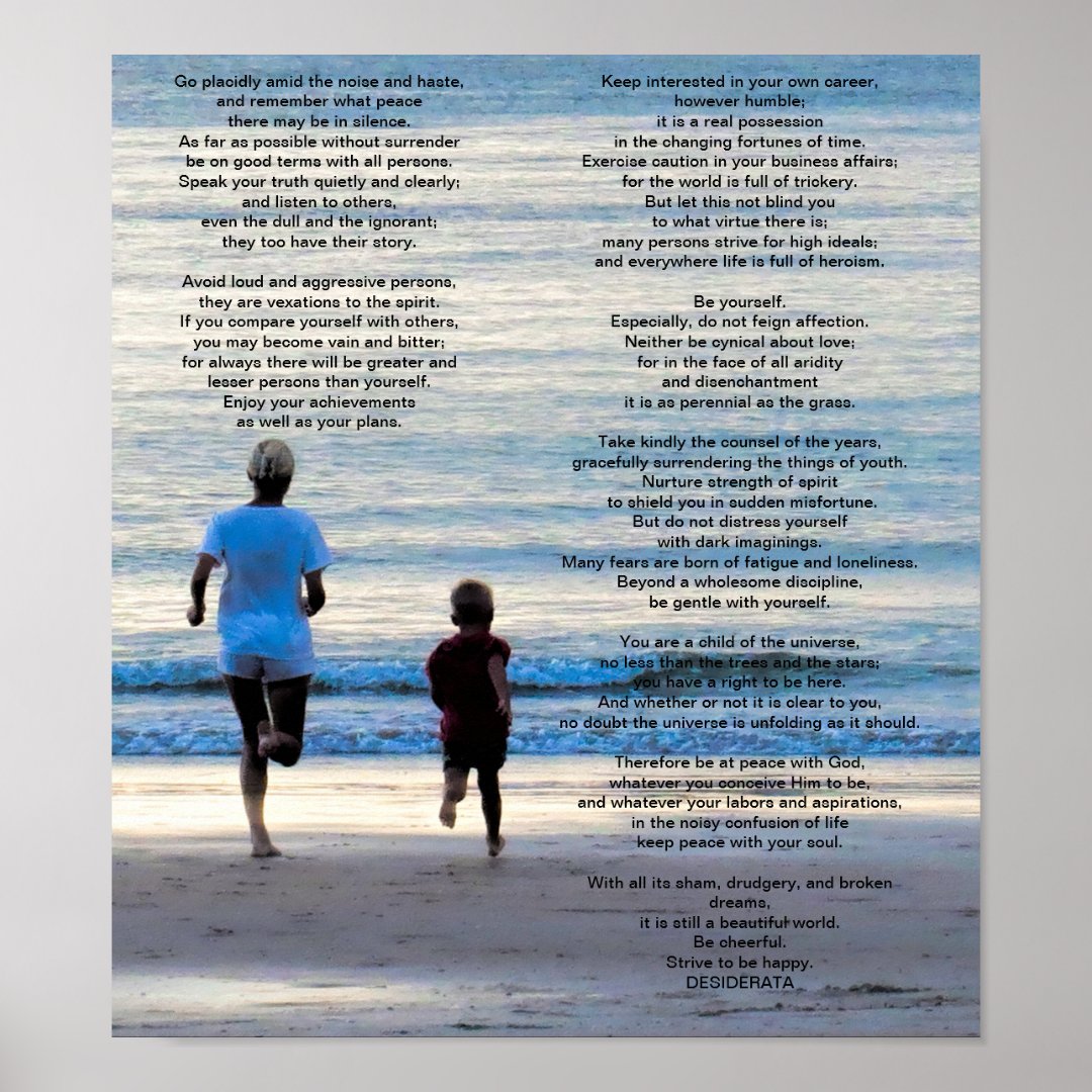 Desiderata Max Ehrmann Go Placidly Poster | Zazzle