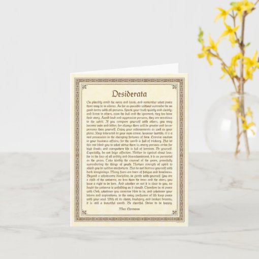 Desiderata note card, medieval design card | Zazzle