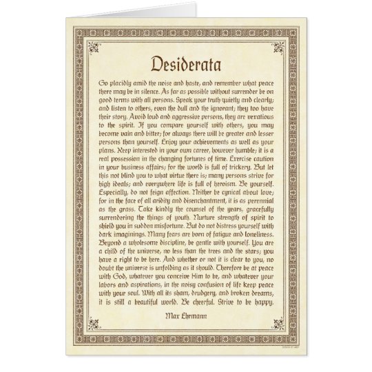 Desiderata note card, medieval design card | Zazzle.com