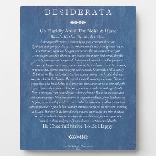 Desiderata on Denim Plaque | Zazzle