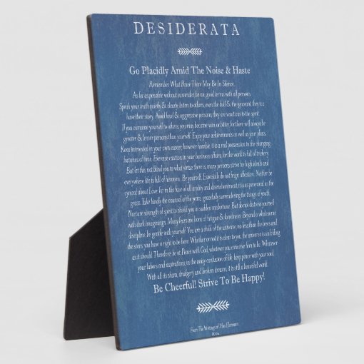 Desiderata on Denim Plaque | Zazzle