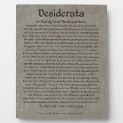 Desiderata on Gray Marble Plaque | Zazzle