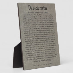 Desiderata on Gray Marble Plaque | Zazzle
