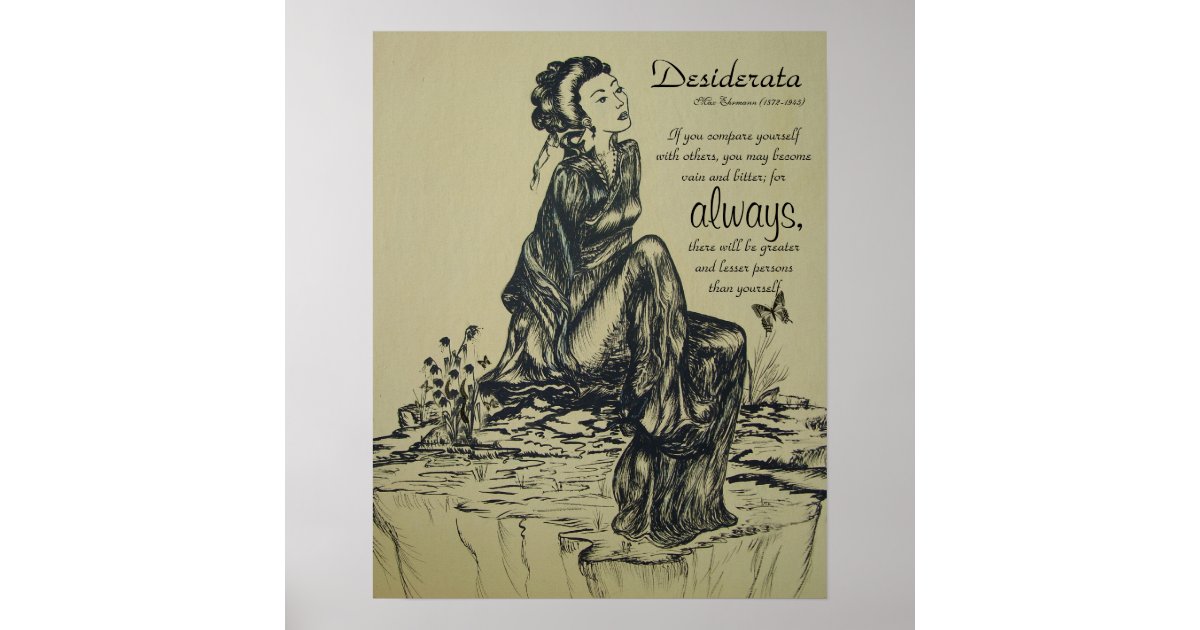 Desiderata on pen and ink drawing , Asian art Poster | Zazzle