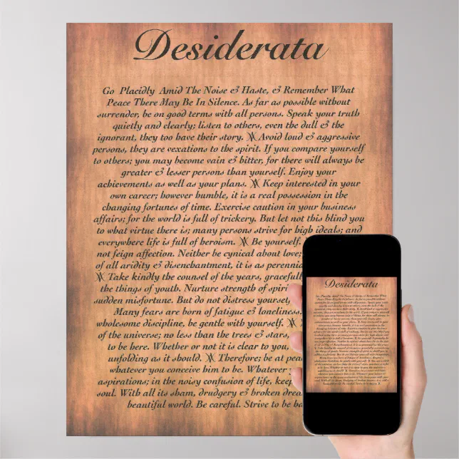 DESIDERATA on Wood Plank Poster | Zazzle