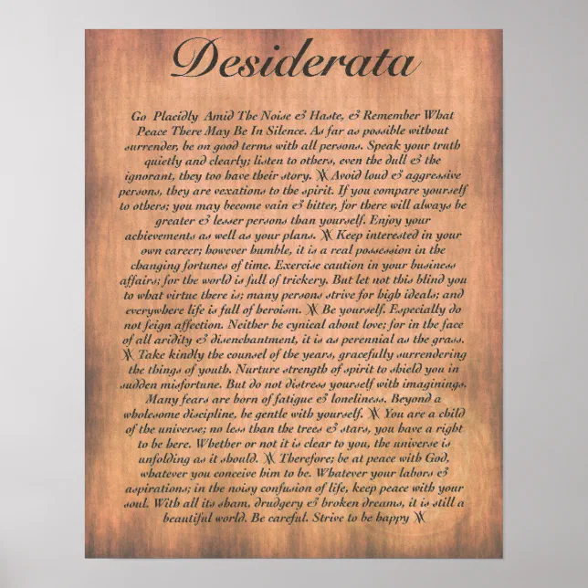 DESIDERATA on Wood Plank Poster | Zazzle