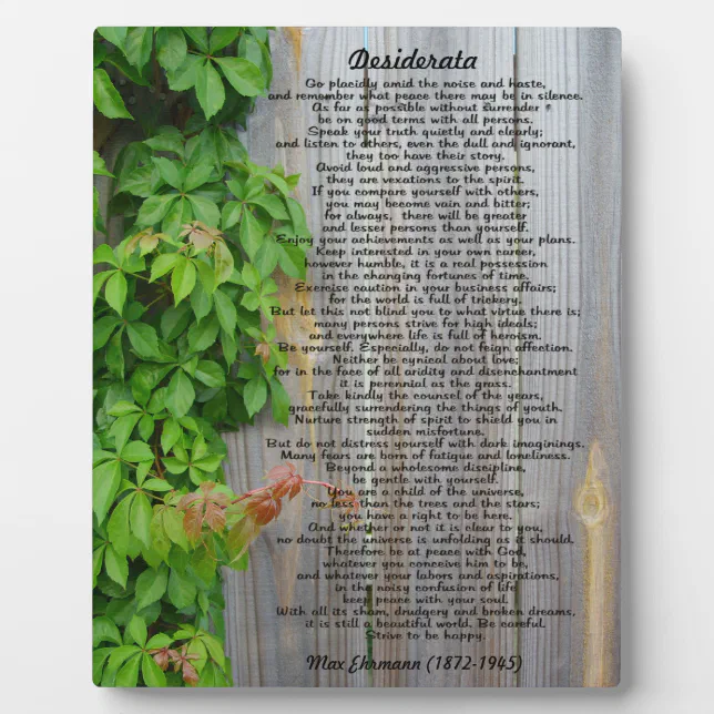 Desiderata plaque | Zazzle
