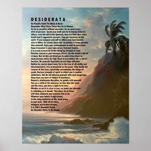 DESIDERATA POEM BY MAX EHRMANN TROPICAL DESIGN POSTER | Gabriel Angel ...