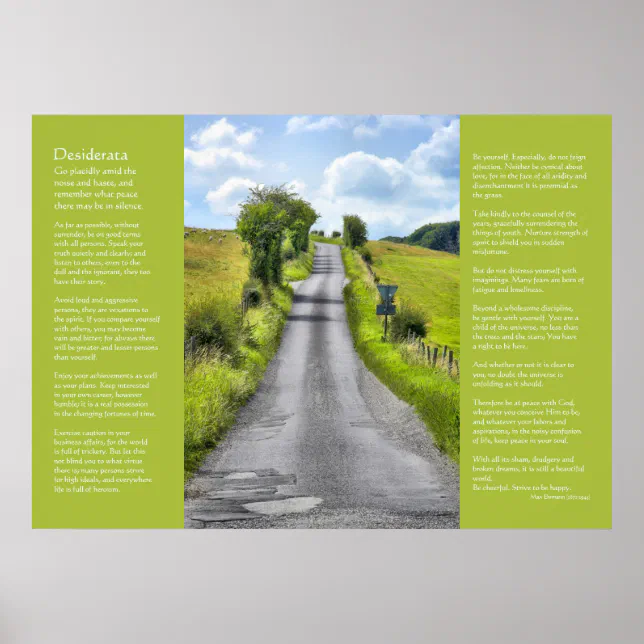 Desiderata Poem - Country Lane Poster | Zazzle