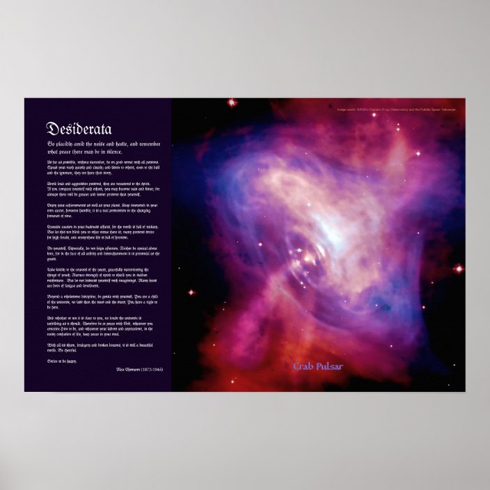 Desiderata Poem - Crab Pulsar Time Lapse Poster | Zazzle.com