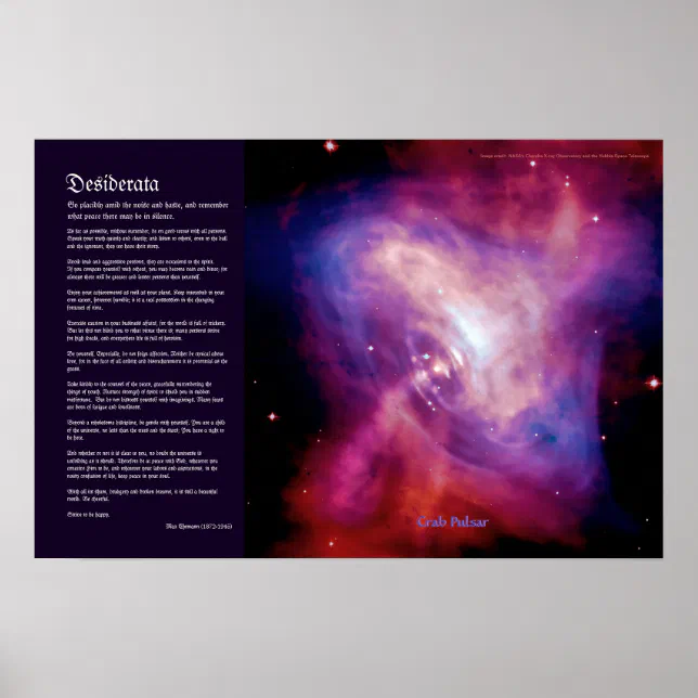 Desiderata Poem - Crab Pulsar Time Lapse Poster | Zazzle