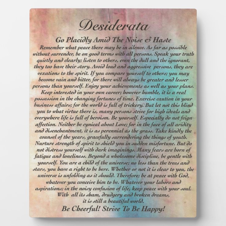 Desiderata Poem in A Watercolor Grand Canyon Plaque | Zazzle