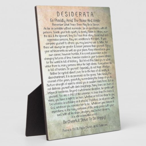 Desiderata Poem in Abstract Desert Forest Plaque | Zazzle