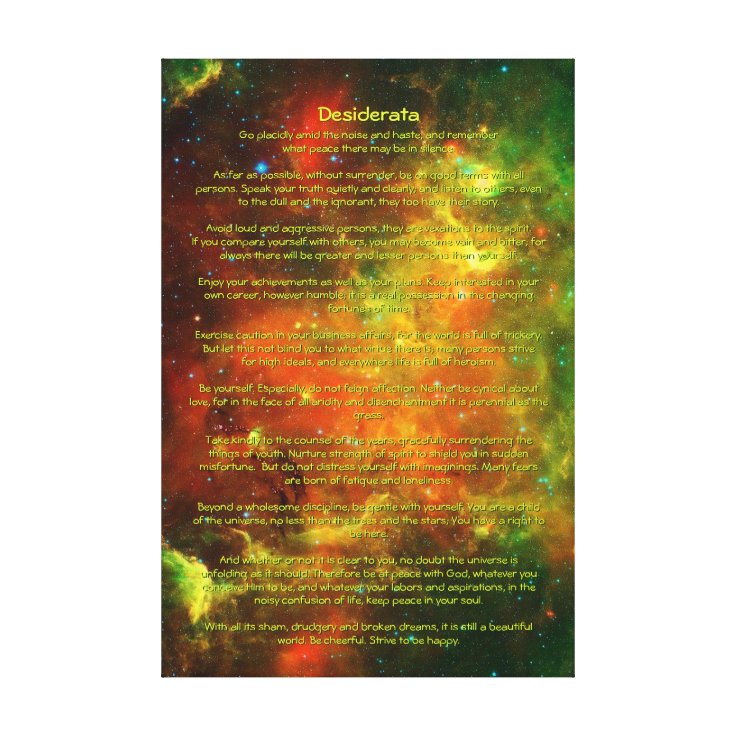 Desiderata Poem - North American, Pelican Nebulae Canvas Print | Zazzle
