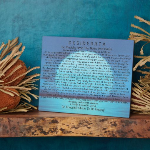 Desiderata Poem on Blue Sunset Plaque | Zazzle