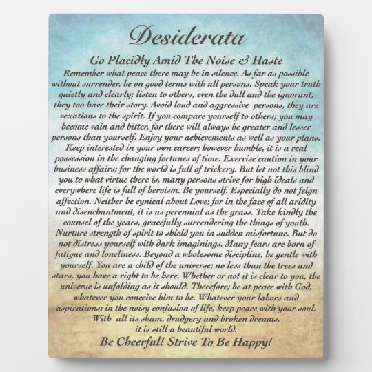 Desiderata Poem on Watercolor Beach Plaque | Zazzle.com