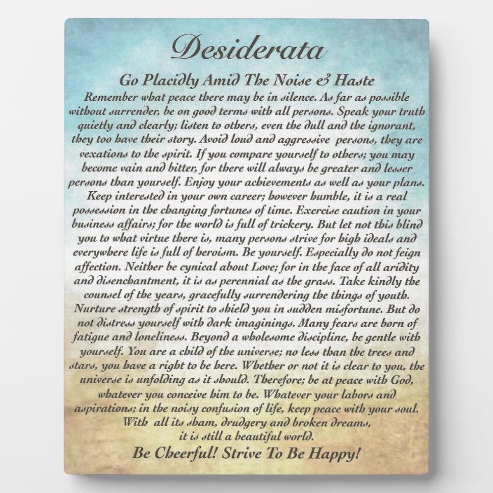 Desiderata Poem on Watercolor Beach Plaque | Zazzle.com