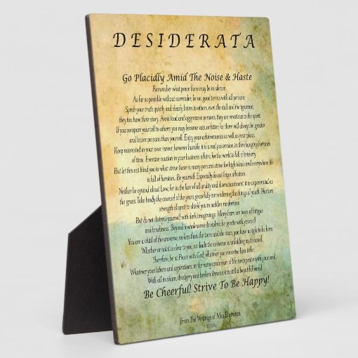 Desiderata Poem on Watercolor Forest Plaque | Zazzle