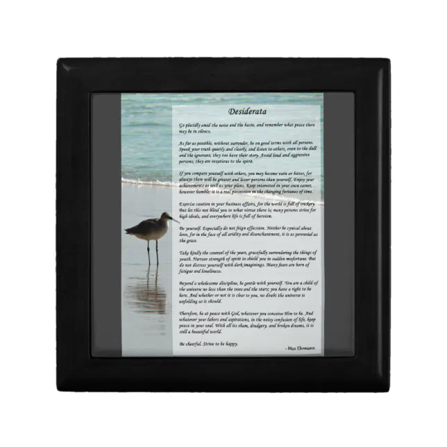 Desiderata Poem - Seagull on the Beach Scene Keepsake Box | Zazzle