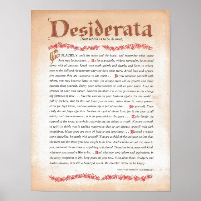 DESIDERATA POSTER | Zazzle