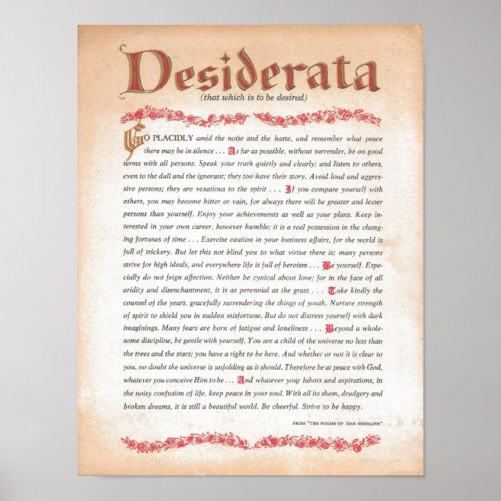 DESIDERATA POSTER | Zazzle.com