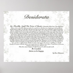DESIDERATA Poster Art Print | Zazzle