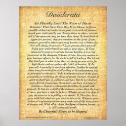 DESIDERATA Poster by Max Ehrmann=16x20 Fossil | Zazzle