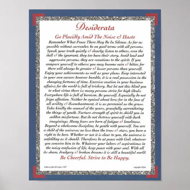 DESIDERATA Poster by Max Ehrmann-Executive | Zazzle