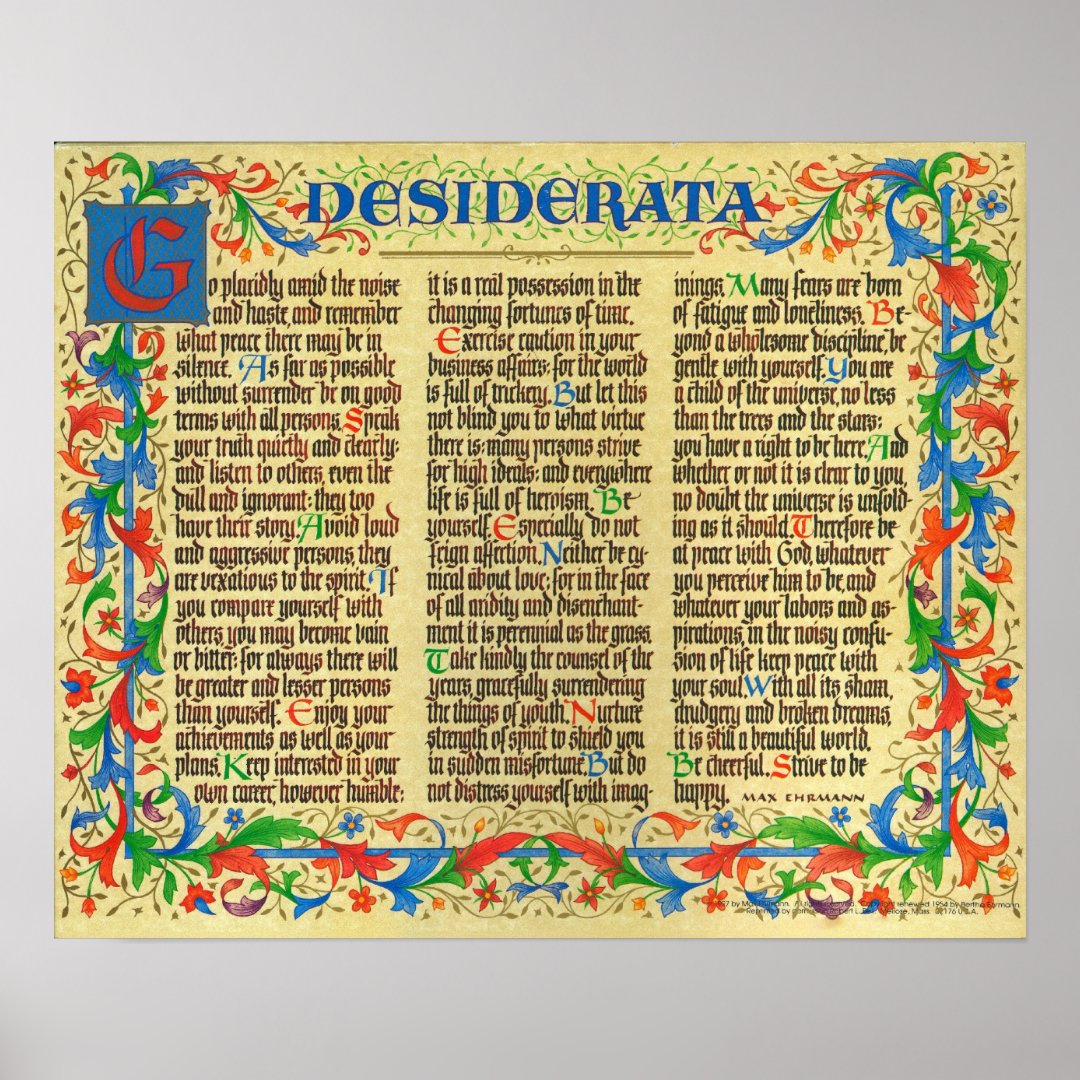 DESIDERATA Poster by Max Ehrmann=Florentine II | Zazzle