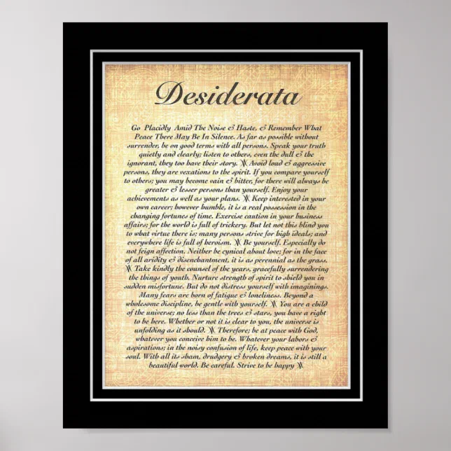 DESIDERATA Poster by Max Ehrmann=Fossil | Zazzle