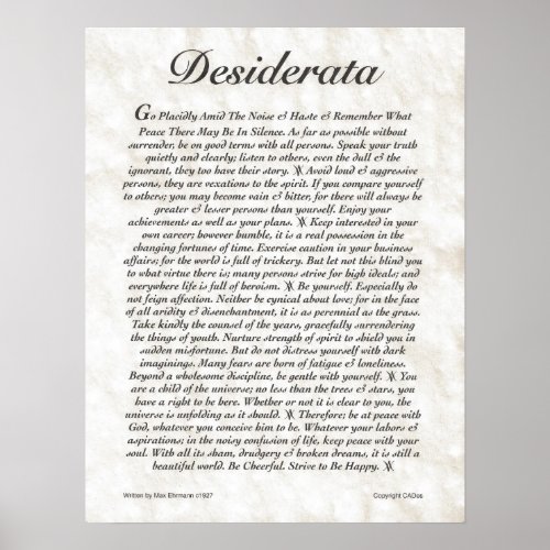 DESIDERATA POSTER BY MAX EHRMANN MANY SIZES | Gabriel Angel Design