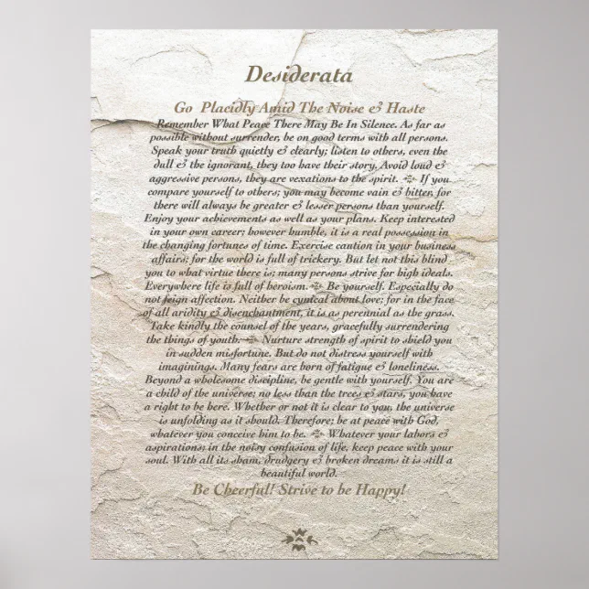 DESIDERATA Poster by Max Ehrmann=Moonstone | Zazzle