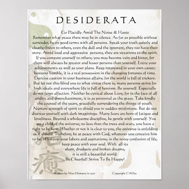 Desiderata Poster=Meditating Yoga Yin Yang Design Poster | Zazzle