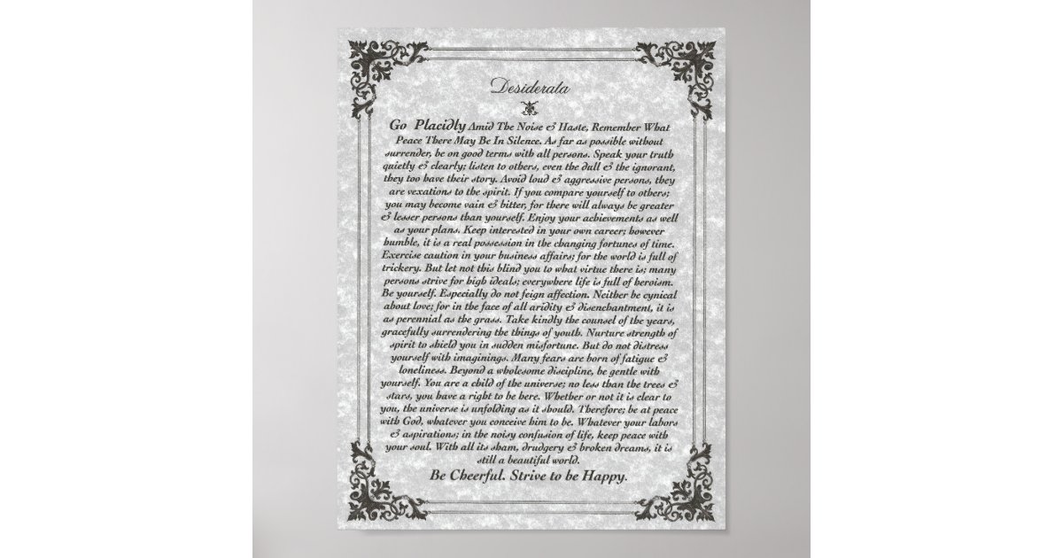 DESIDERATA Poster on Parchment | Zazzle