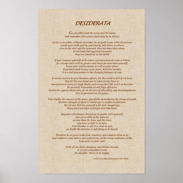 Desiderata Straw Poster | Zazzle