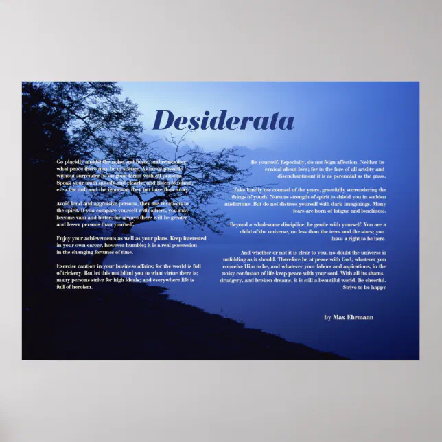 Desiderata Tree by Lake Poster | Zazzle