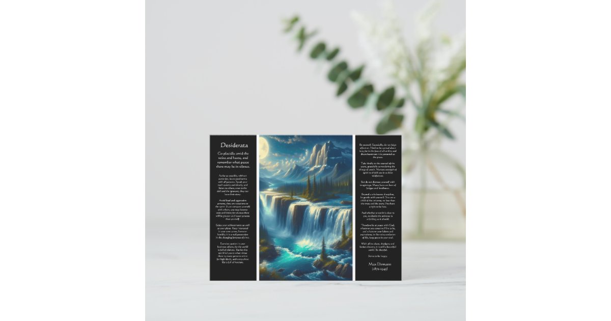 Desiderata Waterfall Reflections Postcard | Zazzle