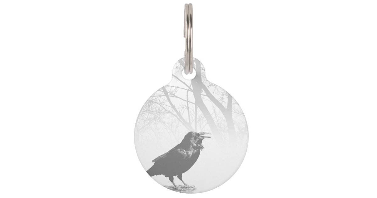 Design 12 Crow Raven Pet Name Tag | Zazzle