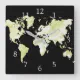 Design 73 black green world map square wall clock | Zazzle