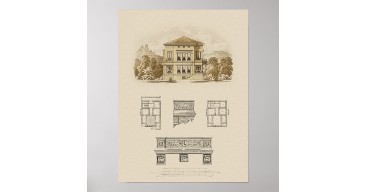 Design for an Estate with Interior Plans Poster | Zazzle