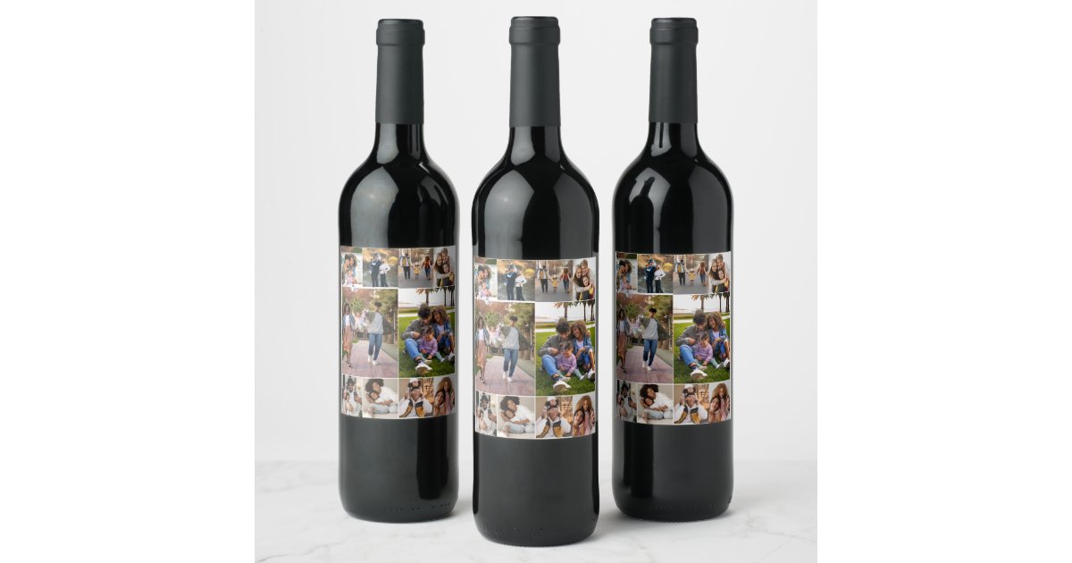 Design Your Own 10 Photo Collage Wine Label | Zazzle