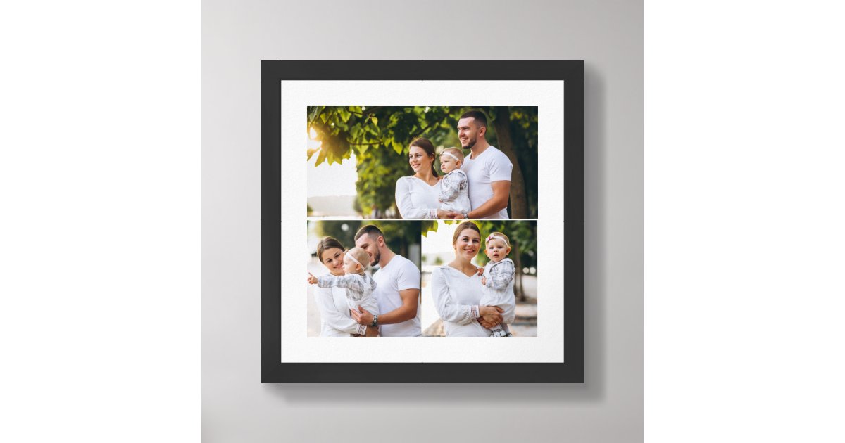 Design Your Own 3 Photo Collage Framed Art | Zazzle