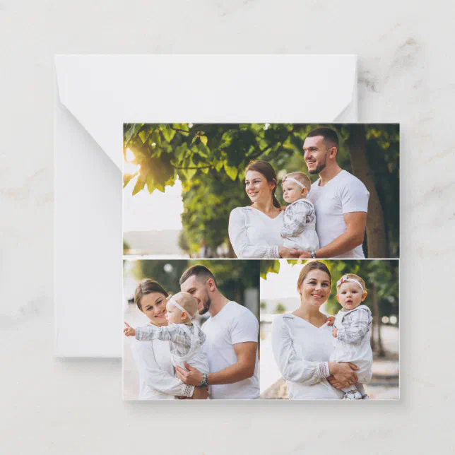 Design Your Own 3 Photo Collage Note Card | Zazzle