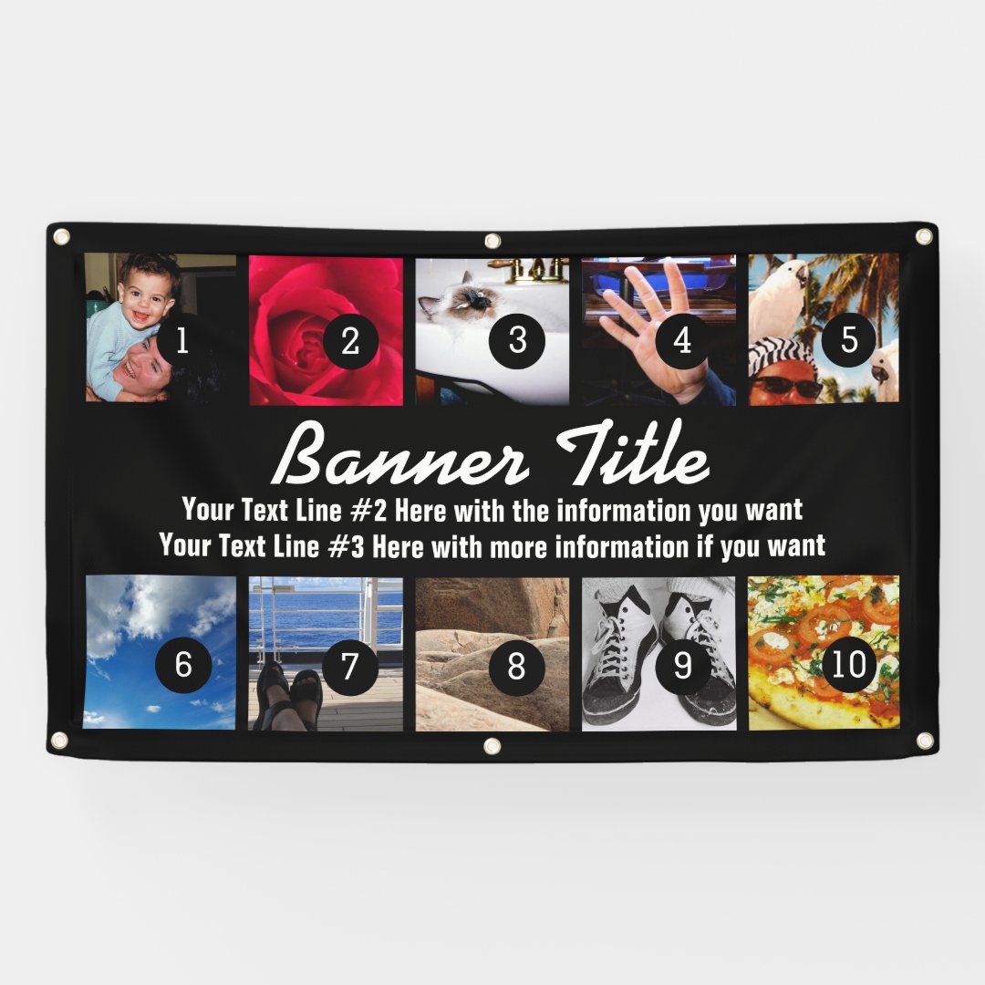 Design Your Own Banner ten Images with text easily | Zazzle