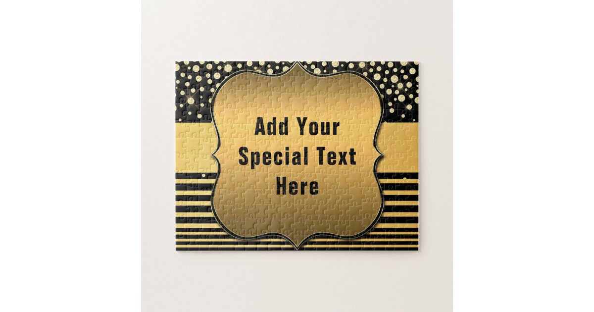 Design Your Own Black Gold Puzzle with Custom Text | Zazzle