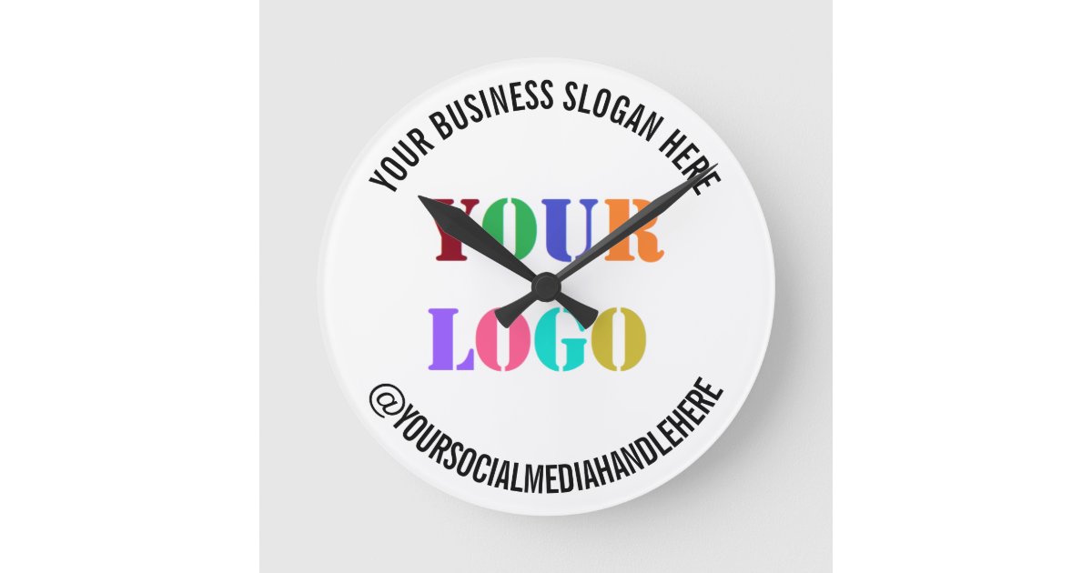 Design Your Own Branded Logo Social Media Clock | Zazzle