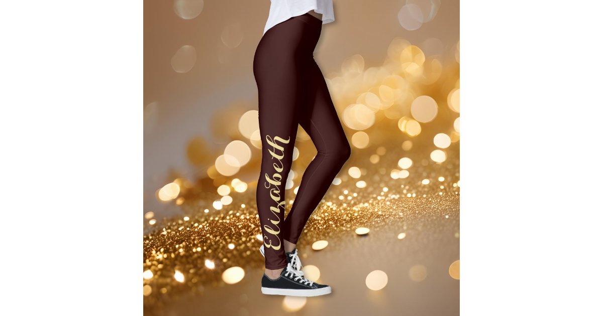 Design Your Own Brown Gold Stylish Personalized Leggings | Zazzle