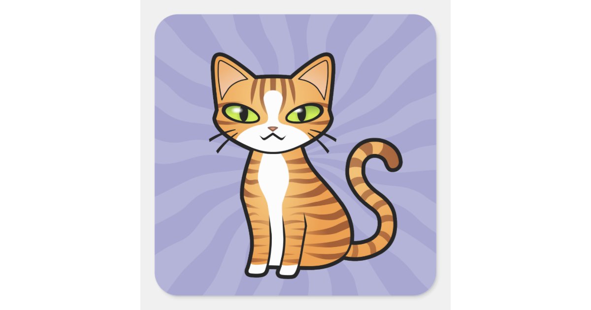 Design Your Own Cartoon Cat Square Sticker | Zazzle